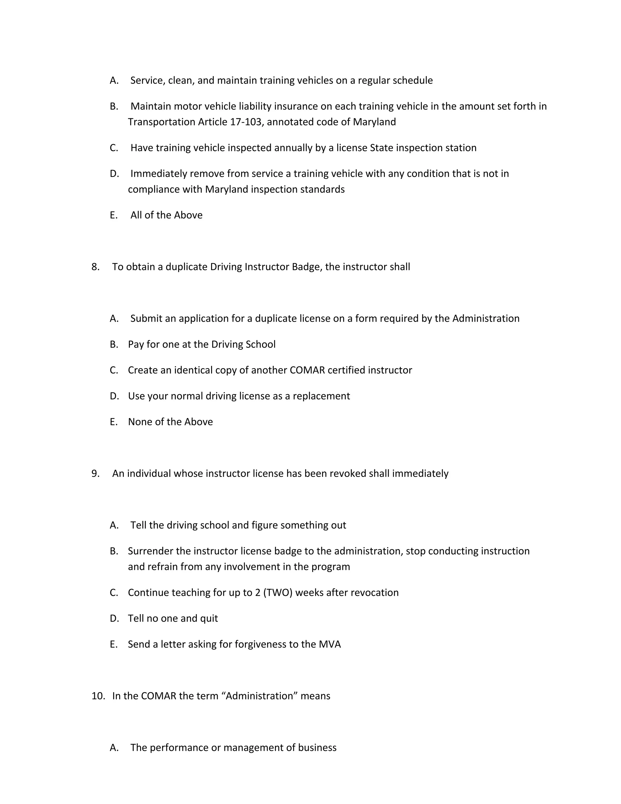 Comar practice exam v.3 | DOC