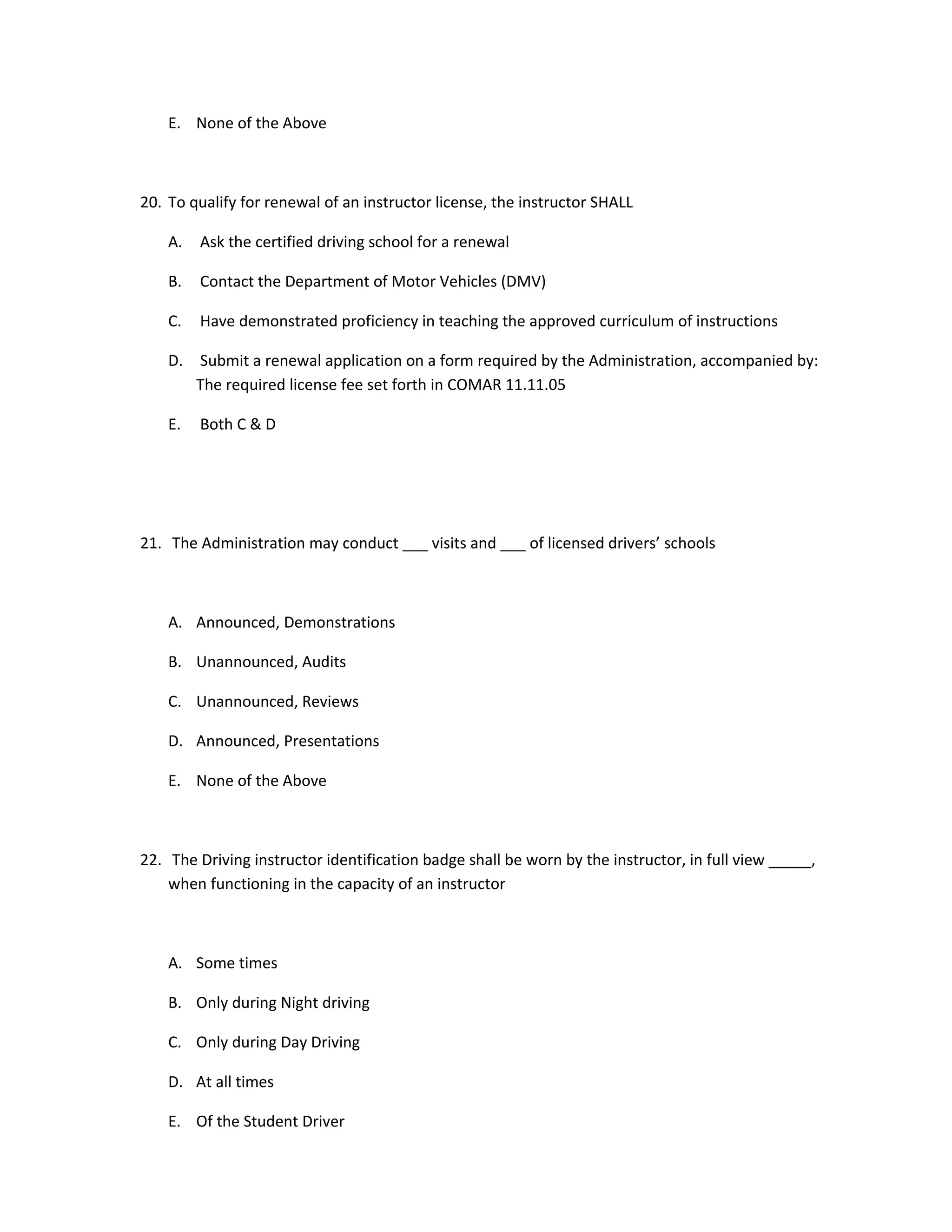 Comar practice exam v.3 | DOC