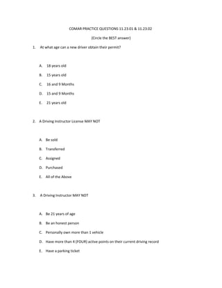 Comar practice exam v.3 | DOC