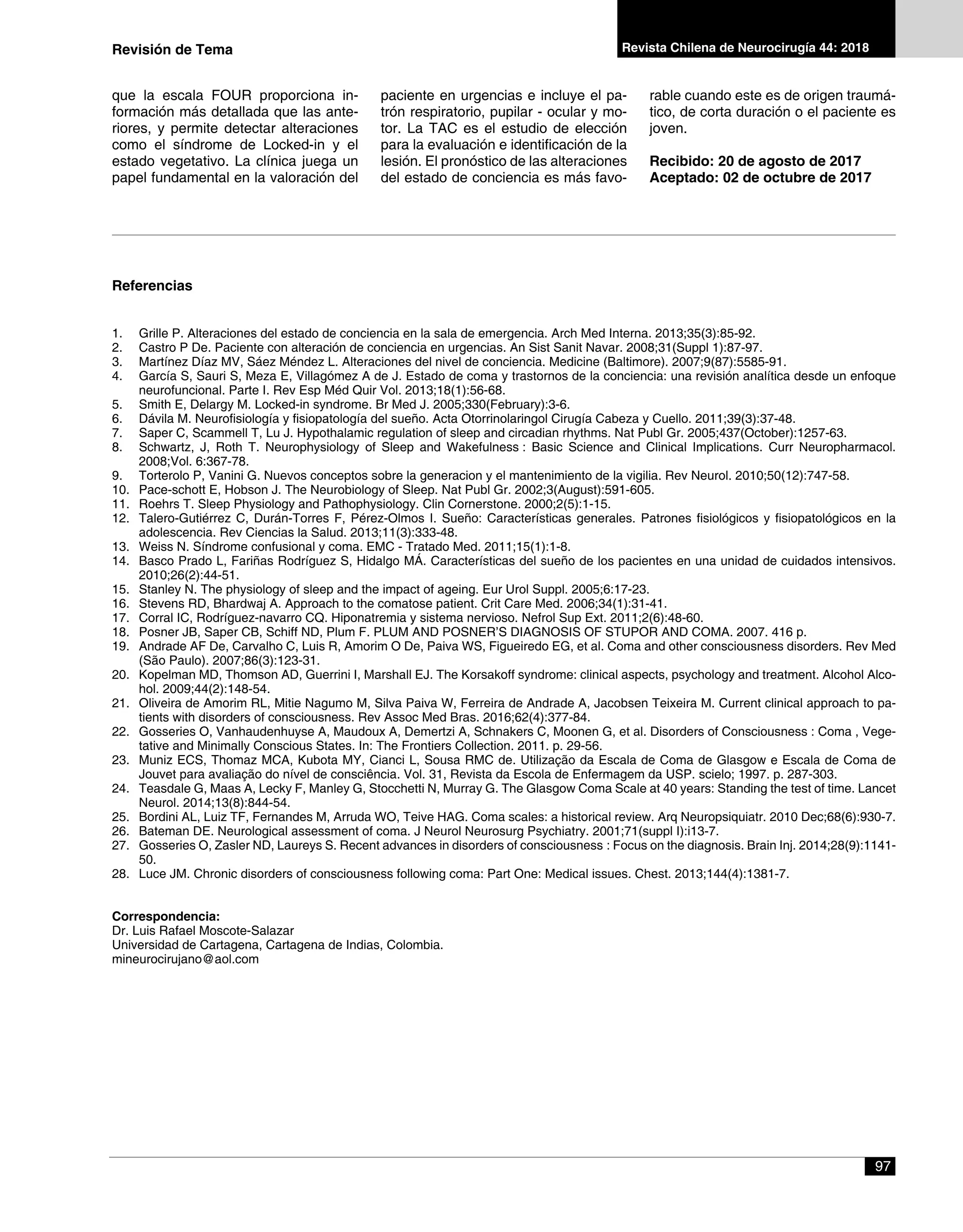 Coma y alteraciones del estado de conciencia padilla-zambrano_p89_v44n1 ...