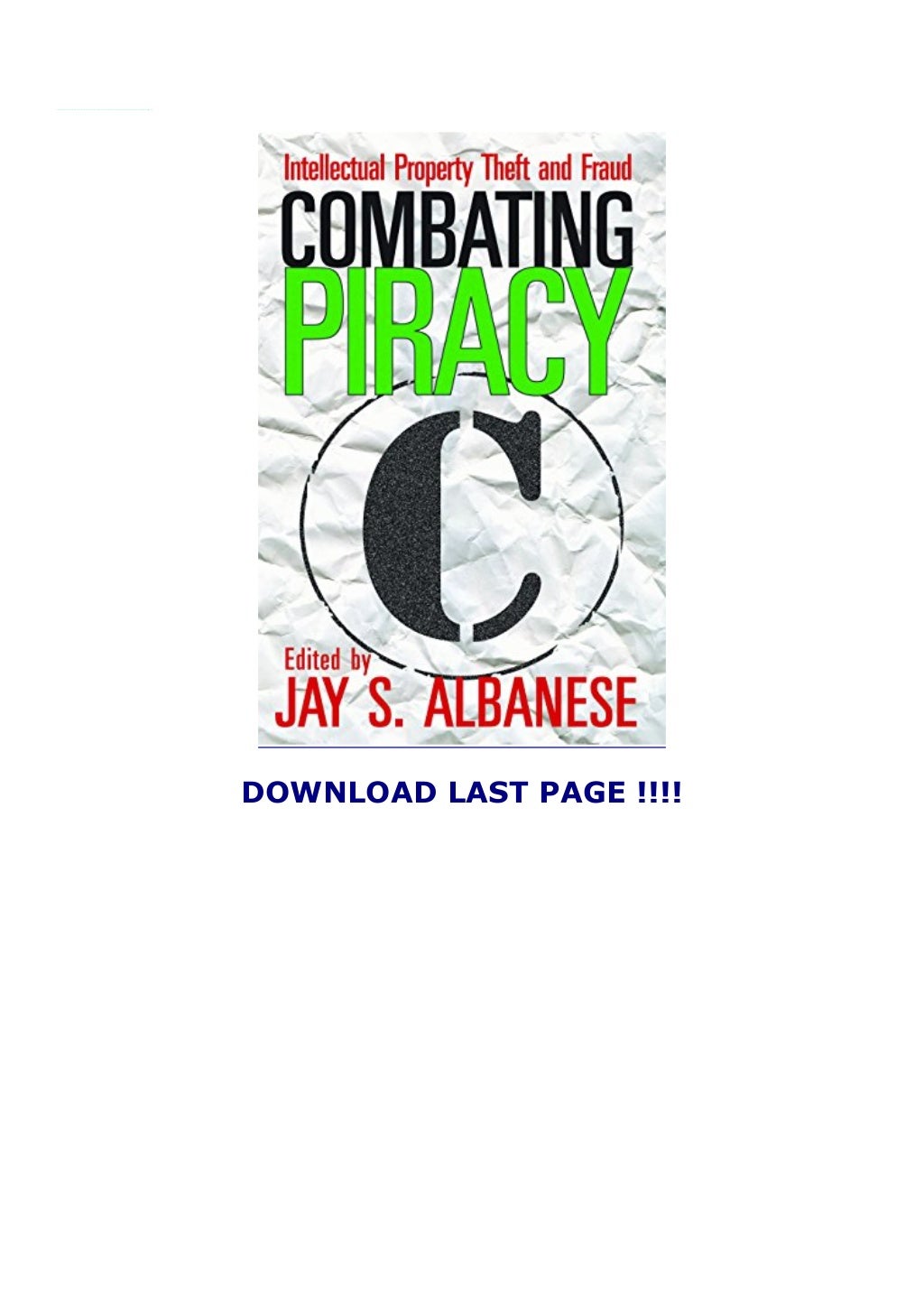 Pdf Combating Piracy Intellectual Property Theft And Fraud Read