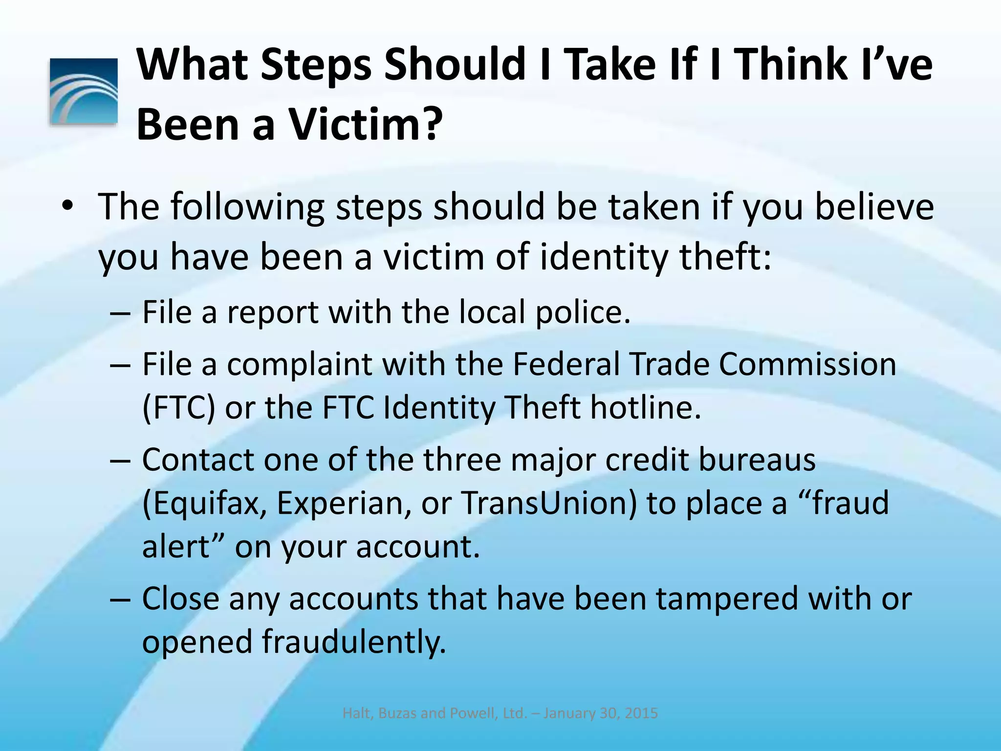 Detecting and Combating Identity Theft | PPTX | Crime & Harmful Acts to ...