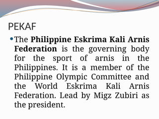 COMBATIVE SPORTS ARNIS PowerPoint presentation | PPTX