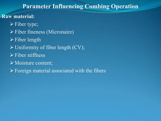 Yarn Manufacturing Process : Comber Part I | PDF | Needlework | Arts ...