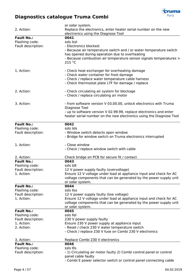 Truma Combi Fault Codes 2018 | TMC Leisure | PDF