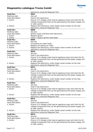 Truma Combi Fault Codes 2018 | TMC Leisure | PDF