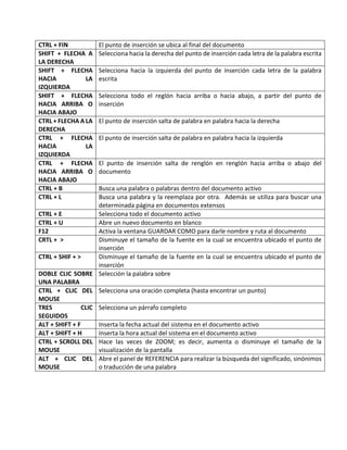 Combinaciones o atajos del teclado | PDF