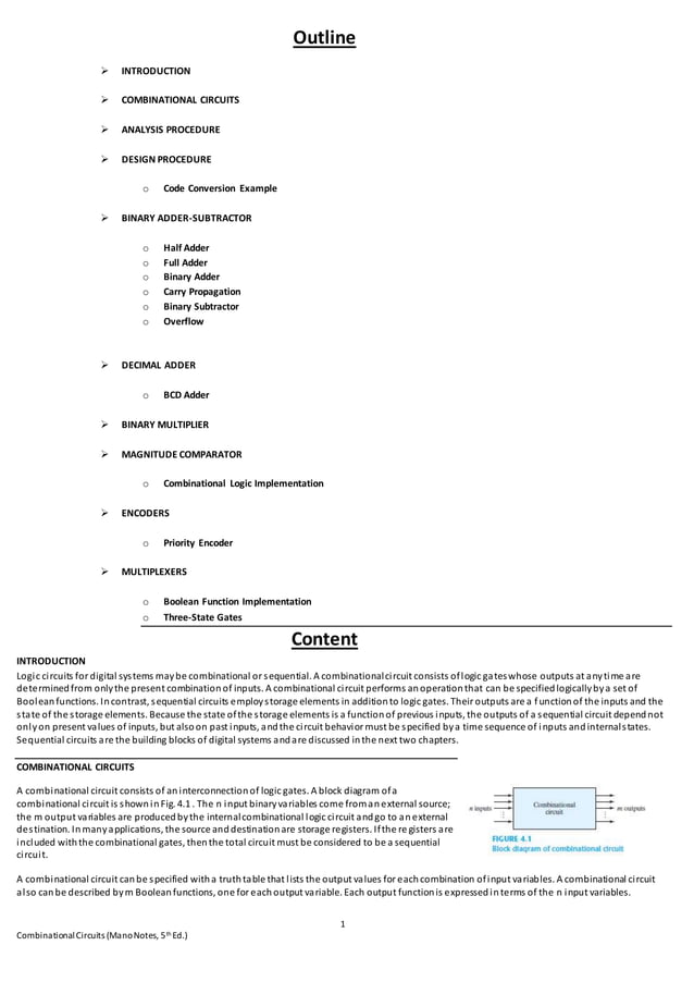 Combinational circuits | DOCX | Programming Languages | Computing