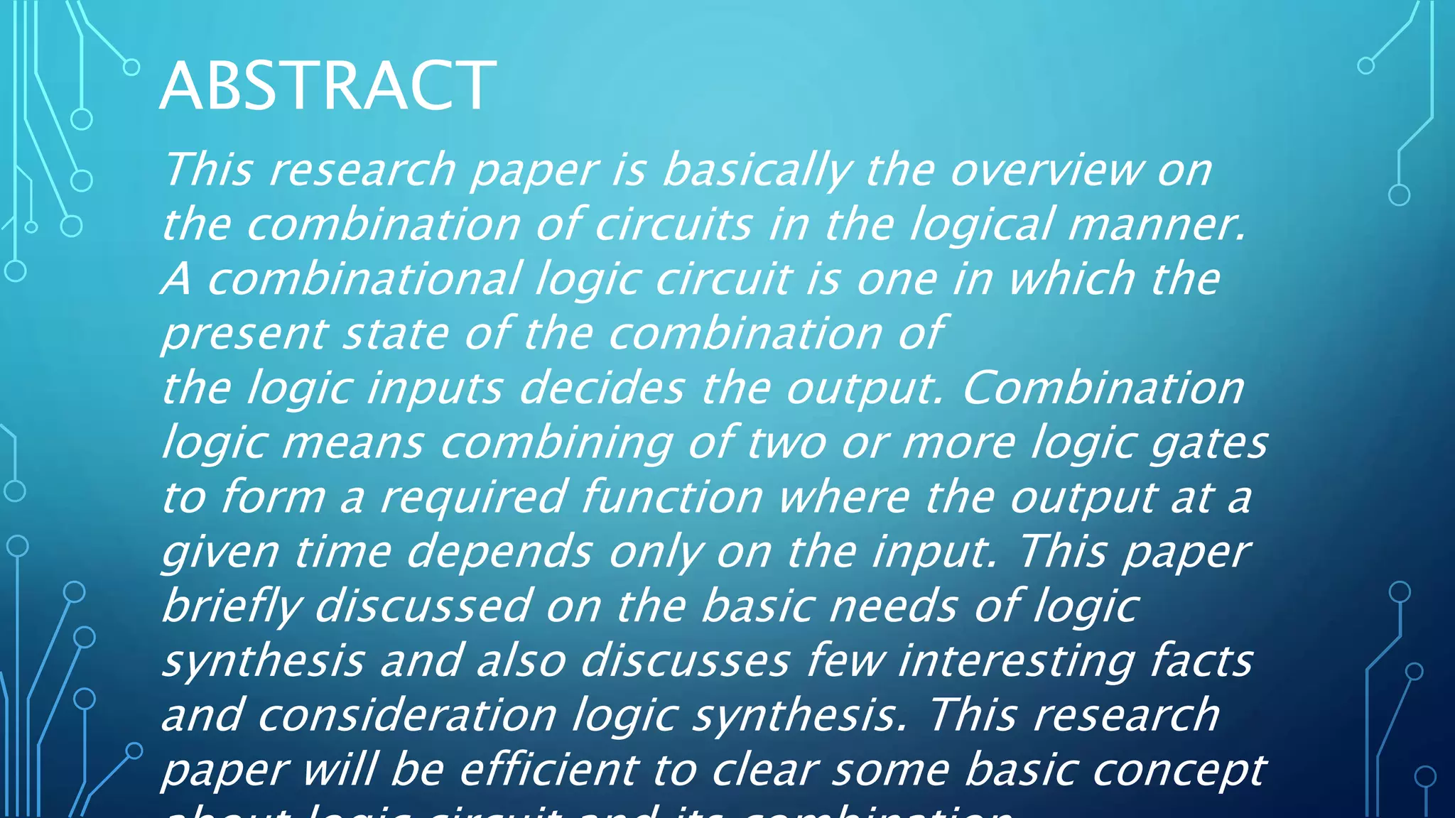 Combinational Logic Circuits By Tahir Yasin Ppt