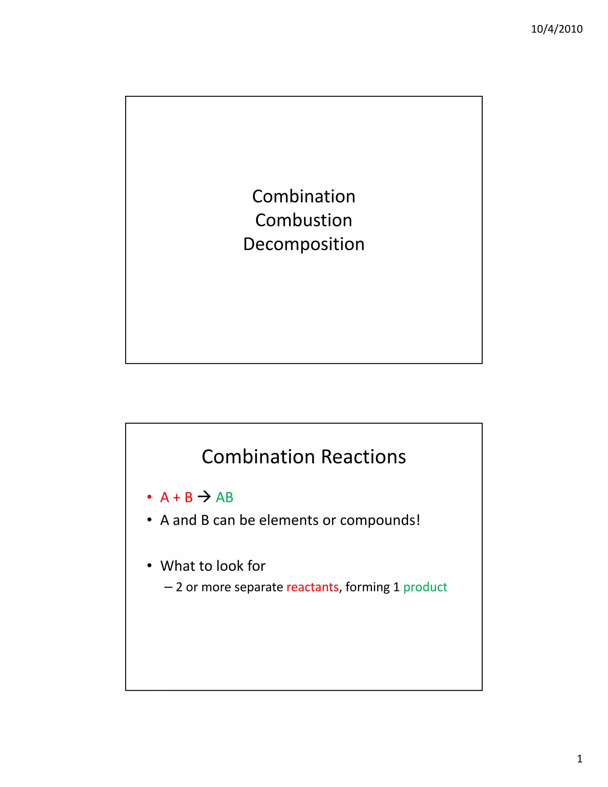 Combination combustion decomposition | PDF