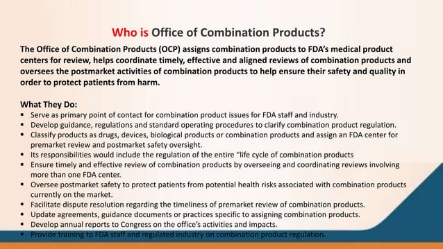 COMBINATION OF PRODUCT REGULATION (CP) IN FDA & EU.pptx | Chemistry ...