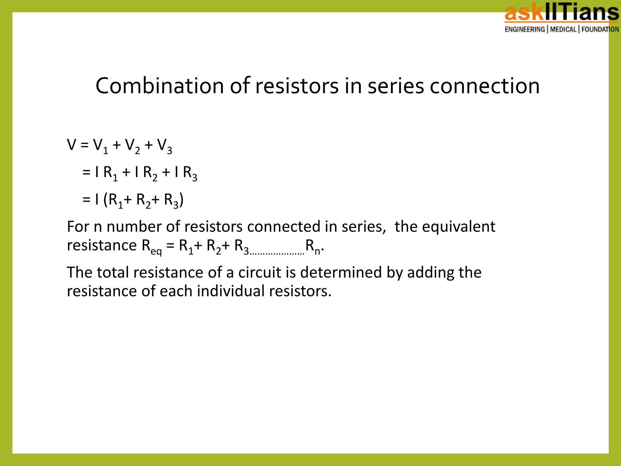 Combination of Resistors — Series and Parallel | Physics | PPTX
