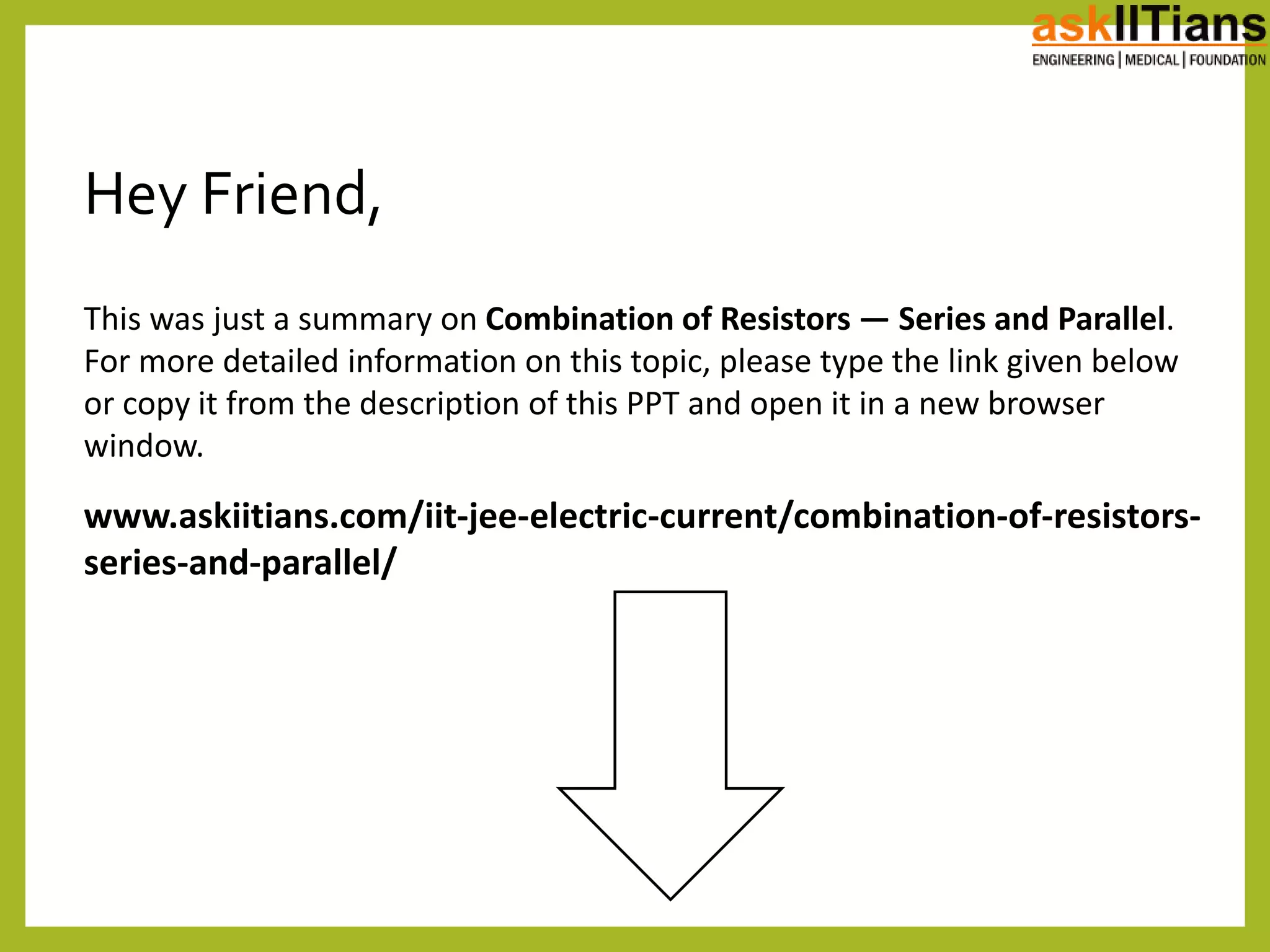 Combination of Resistors — Series and Parallel | Physics | PPTX