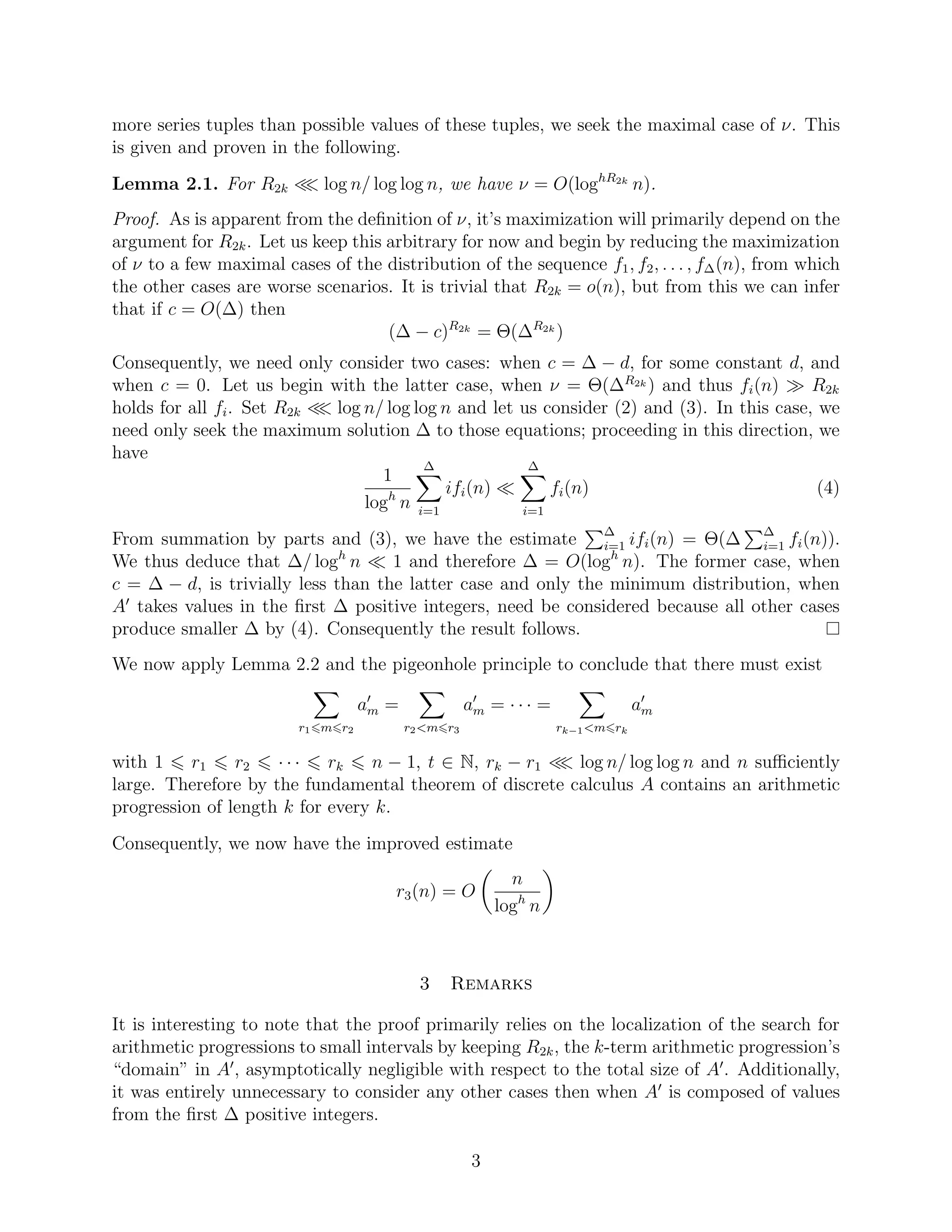 A note on arithmetic progressions in sets of integers | PDF