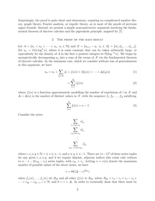 A note on arithmetic progressions in sets of integers | PDF