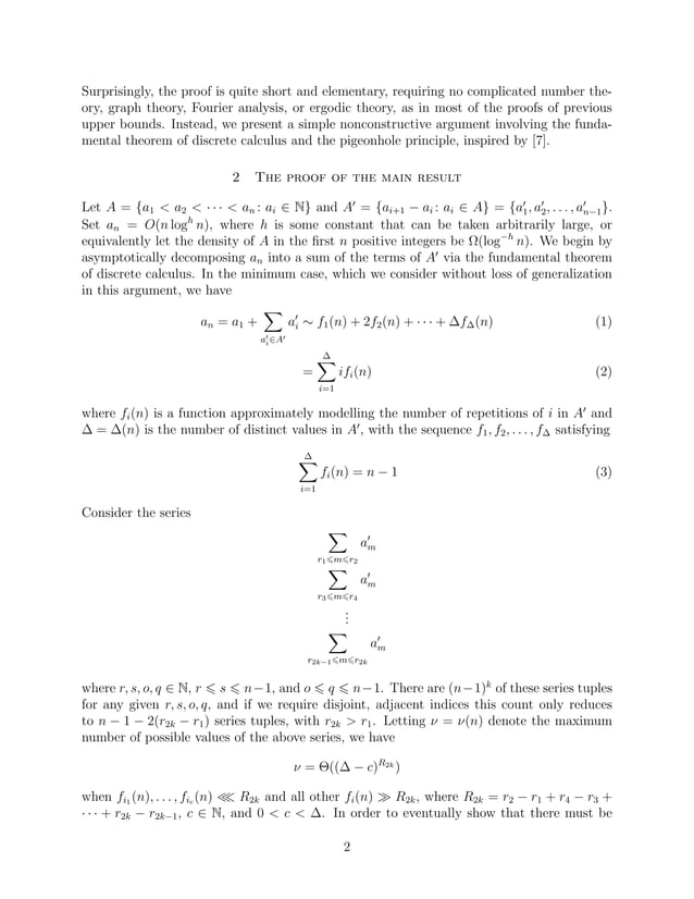 A note on arithmetic progressions in sets of integers | PDF