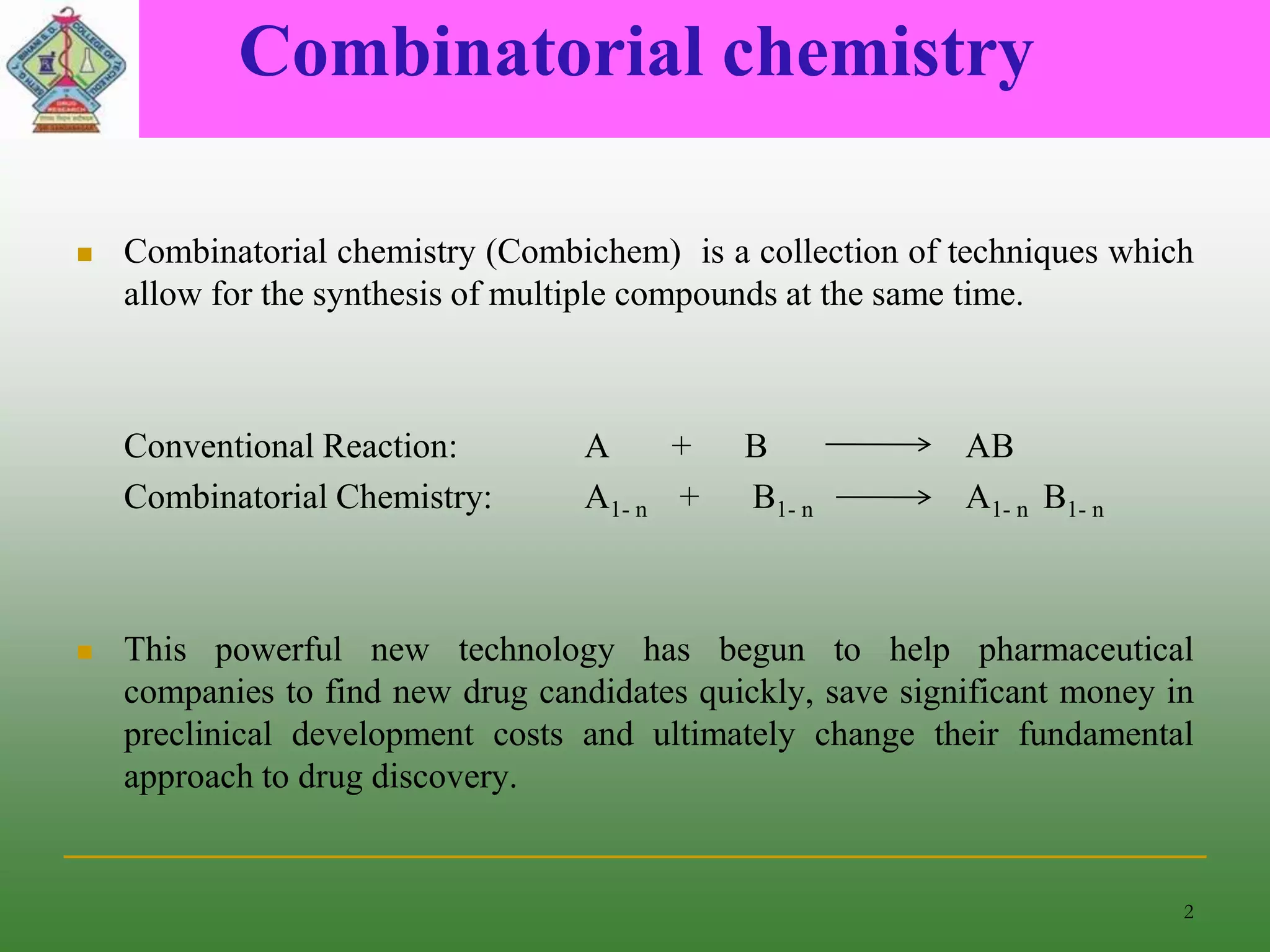 Combinatorial Chemistry Sunil Yadav | PDF
