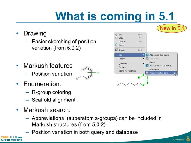 Combinatorial Markush structure handling at ChemAxon: US UGM 2008 | PPT