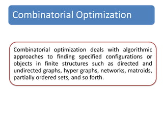 Combinatorial Optimization | PPT