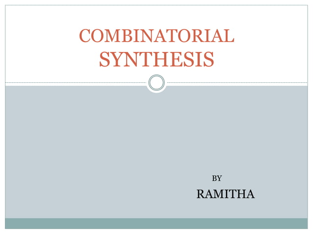 Combinatorial Synthesis Pdf