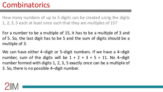 Combinatorics - Counting 5 Digit Numbers Combinatorics - Counting 5 Digit Numbers