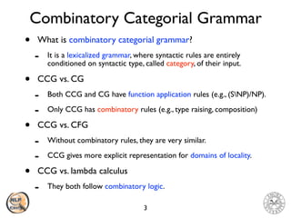 CS571: Combinatory Categorial Grammar | PDF
