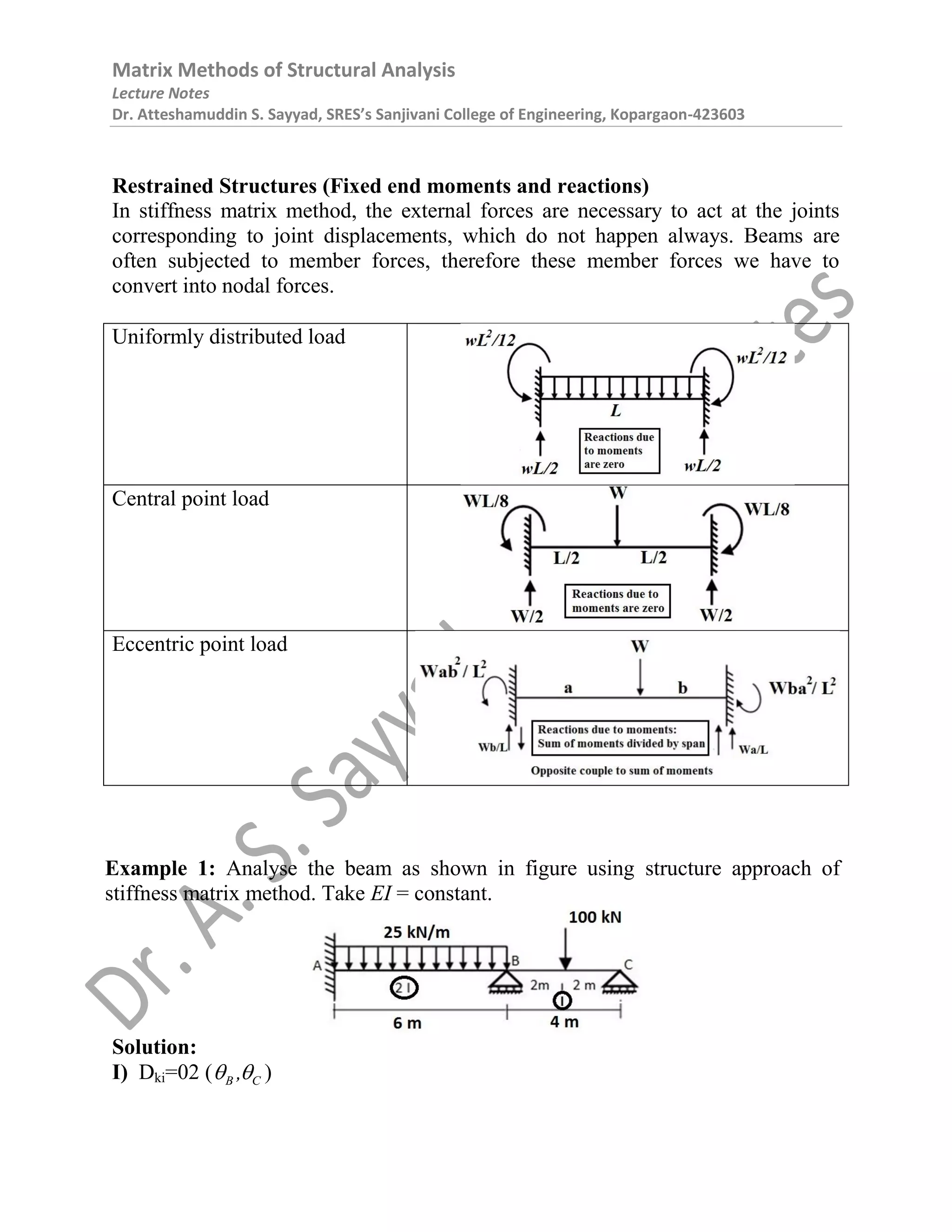 Matrix Methods of Structural Analysis | PDF