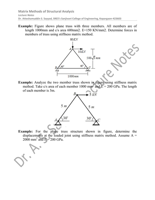 Matrix Methods of Structural Analysis | PDF
