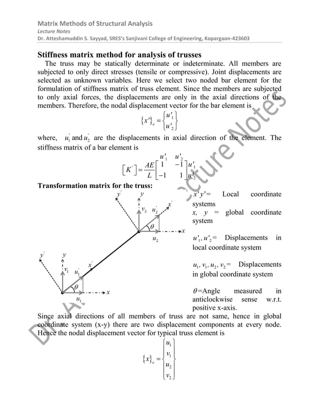 Matrix Methods of Structural Analysis