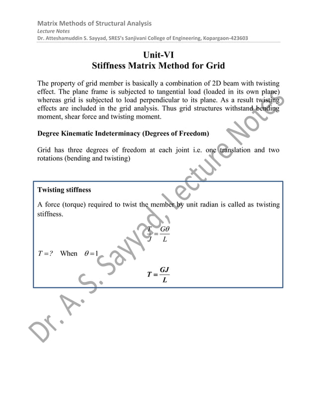 Matrix Methods of Structural Analysis