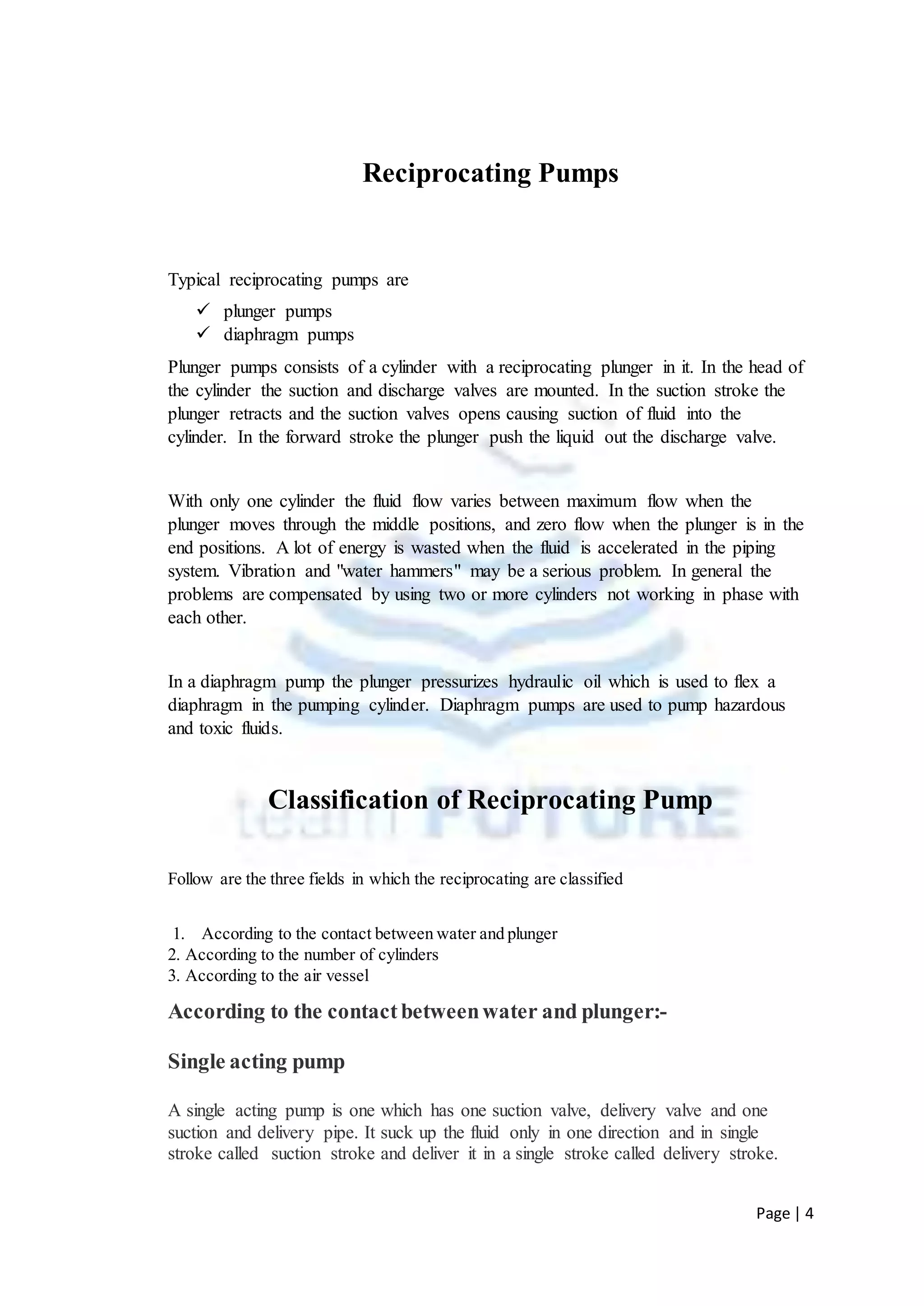 Reciprocating pump pdf | DOCX