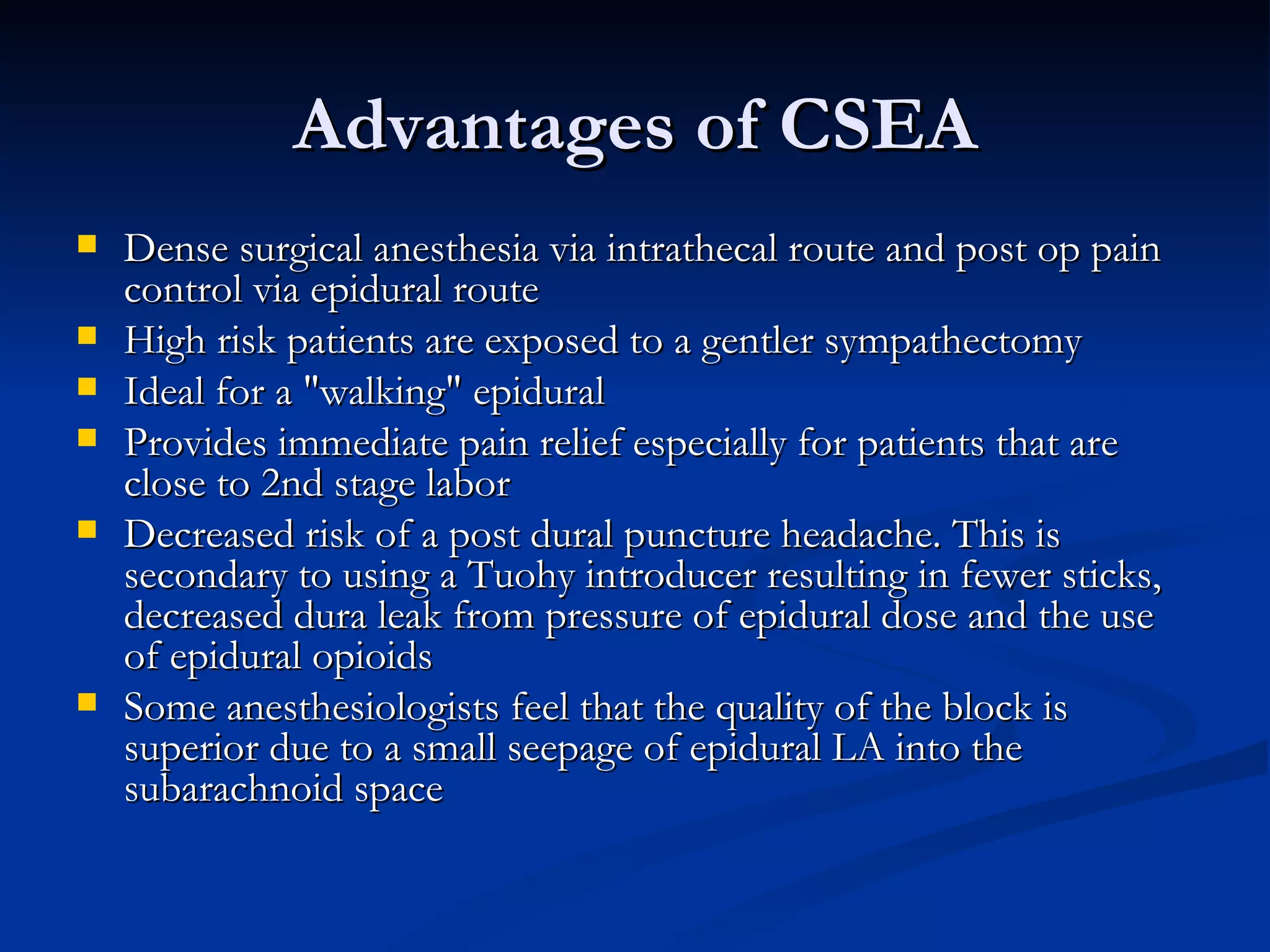 Combined Spinal Epidural Anesthesia | PPT