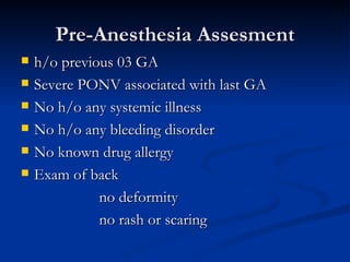 Combined Spinal Epidural Anesthesia | PPT