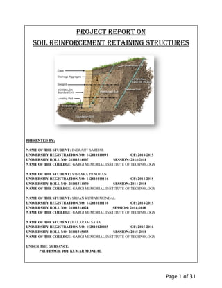 PROJECT REPORT ON SOIL REINFORCEMENT RETAINING STRUCTURES | PDF