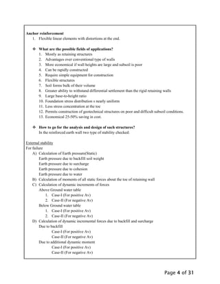 PROJECT REPORT ON SOIL REINFORCEMENT RETAINING STRUCTURES | PDF
