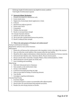 PROJECT REPORT ON SOIL REINFORCEMENT RETAINING STRUCTURES | PDF