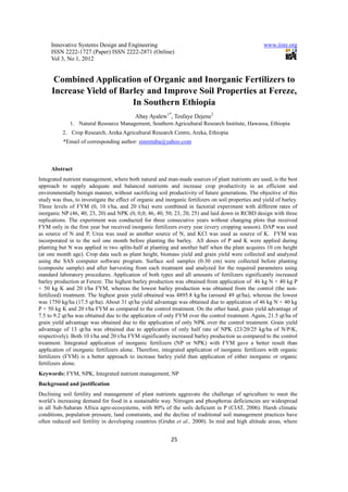 Combined application of organic and inorganic fertilizers to increase yield of barley and ...