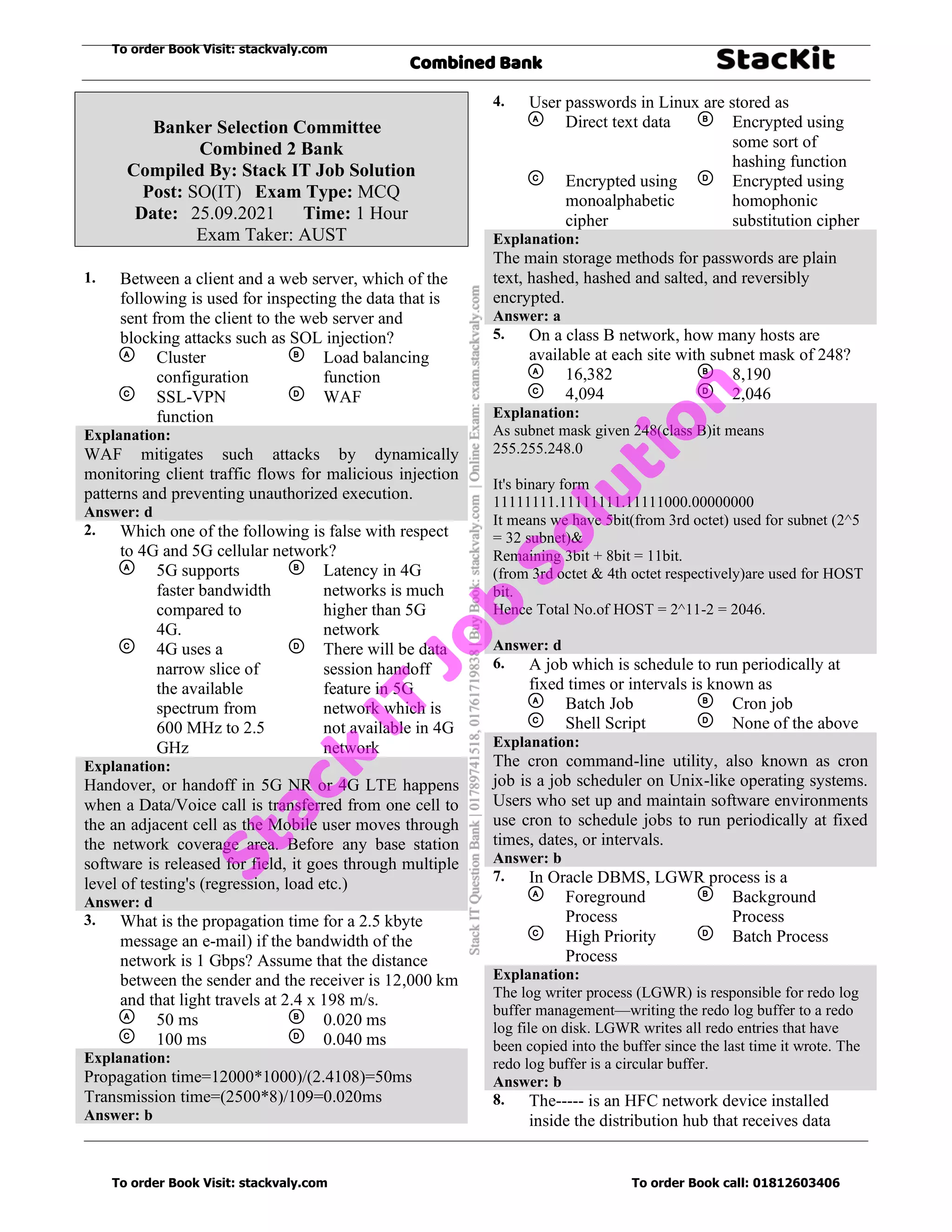 Combined 2 Bank Compiled Post: SO(IT) Date: 25.09.2021 Taker: AUST | PDF