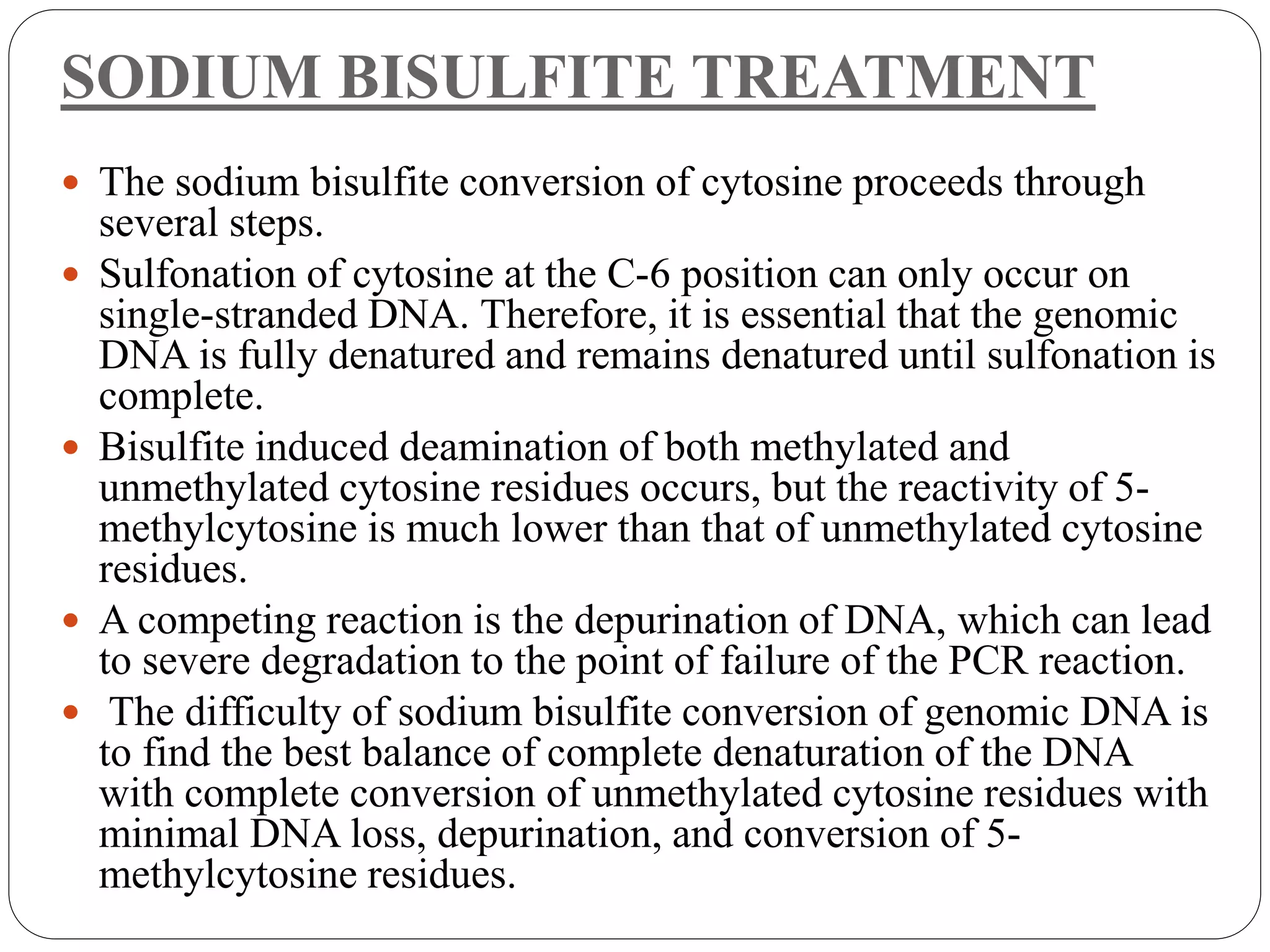 Combined bisulfite restriction analysis (cobra) bisulfite polymerase ...