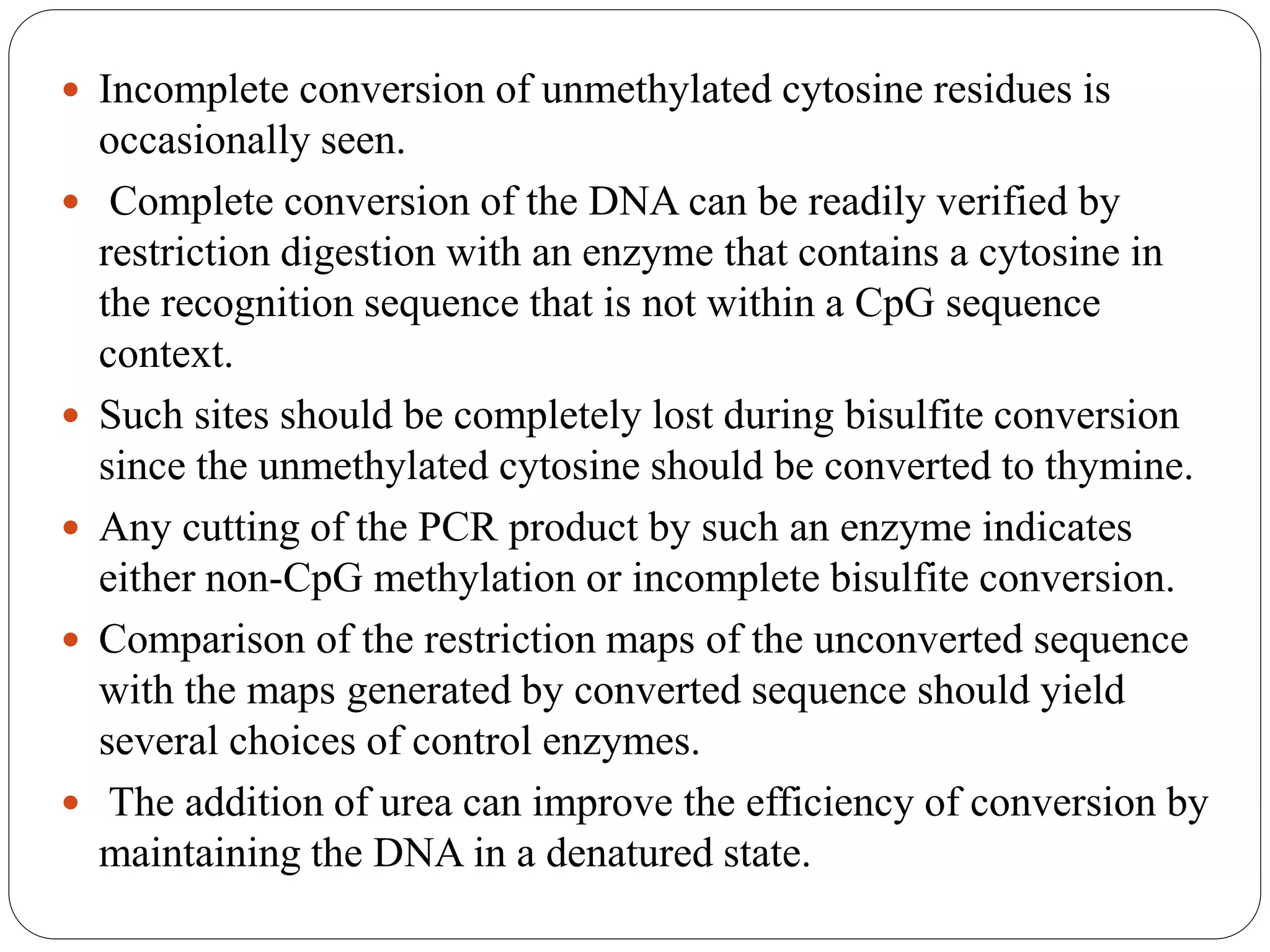 Combined bisulfite restriction analysis (cobra) bisulfite polymerase ...