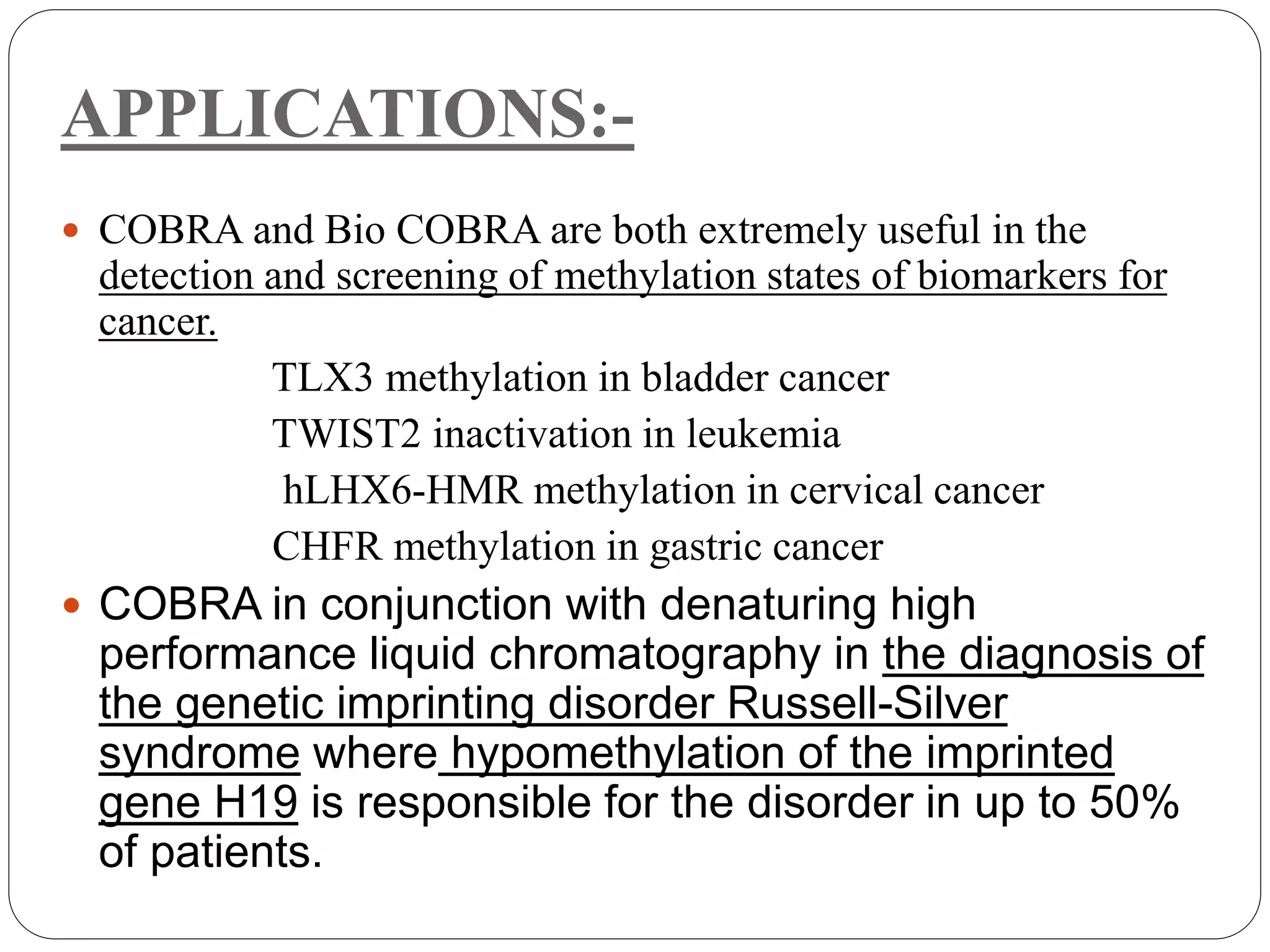 Combined bisulfite restriction analysis (cobra) bisulfite polymerase chain reaction. | PPTX