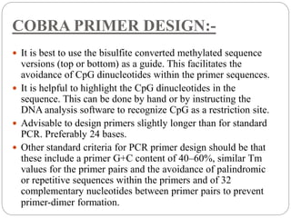 Combined bisulfite restriction analysis (cobra) bisulfite polymerase ...