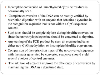 Combined bisulfite restriction analysis (cobra) bisulfite polymerase ...