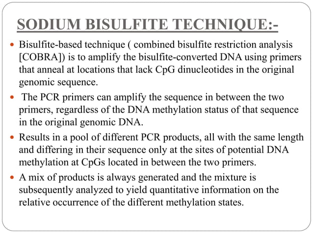 Combined bisulfite restriction analysis (cobra) bisulfite polymerase ...