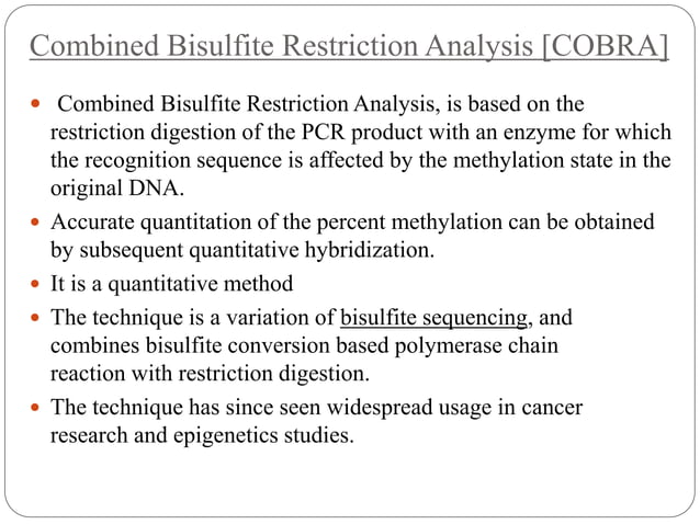 Combined bisulfite restriction analysis (cobra) bisulfite polymerase chain reaction. | PPT