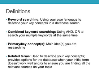 Combined Keyword Searching with Boolean | PPT