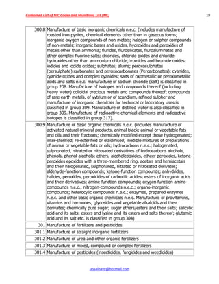 Combined list Indian NIC code and Munition List by Jassal | PDF