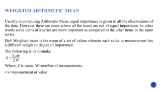 Combined mean and Weighted Arithmetic Mean | PPTX