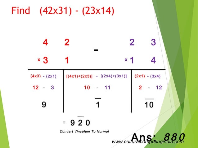 Vedic Mathematics- Combined operation Sum and Product of Numbers | PPT