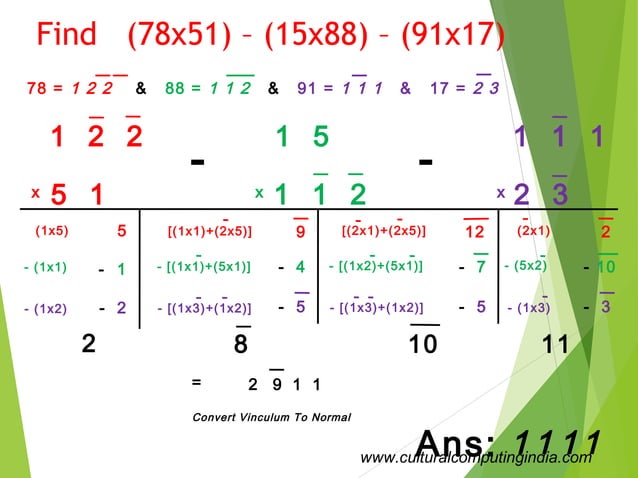 Vedic Mathematics- Combined operation Sum and Product of Numbers | PPT